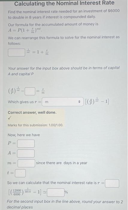 Solved Calculating the Nominal Interest Rate Find the | Chegg.com