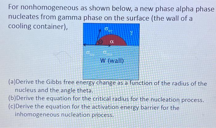 Solved For homogeneous nucleation of solid phase from a | Chegg.com