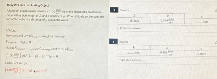Solved Buoyant Force on Floating Object A buoy on a lake | Chegg.com