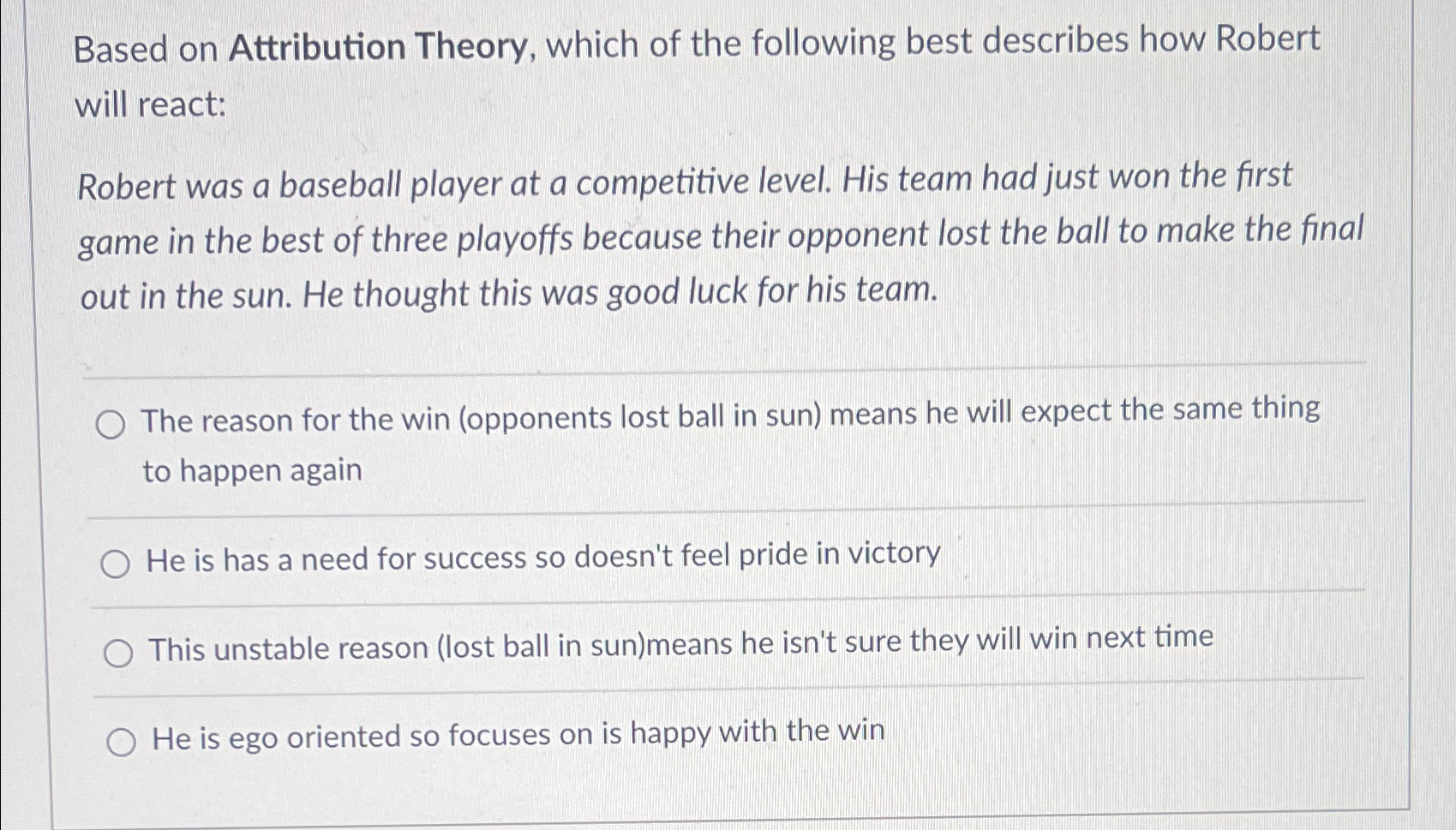 Solved Based on Attribution Theory, which of the following | Chegg.com