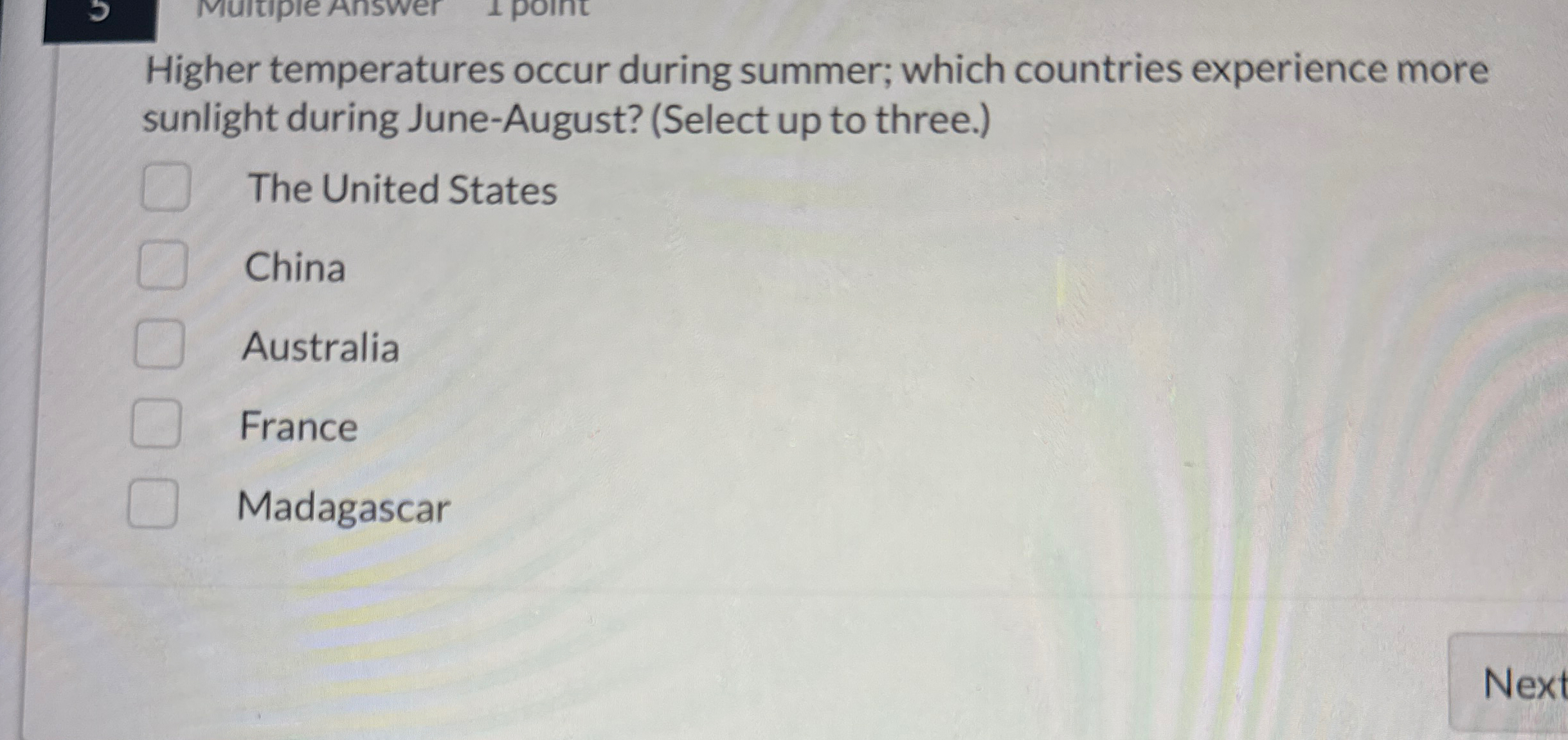 Solved Higher temperatures occur during summer; which | Chegg.com