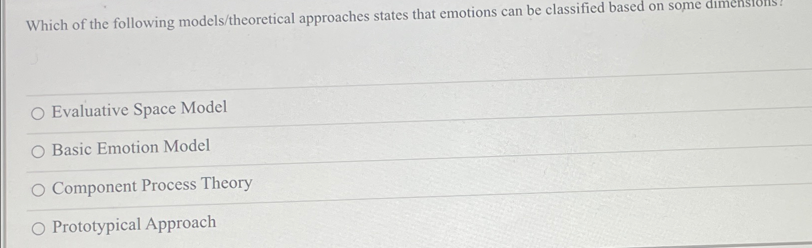 Solved Which of the following models/theoretical approaches | Chegg.com