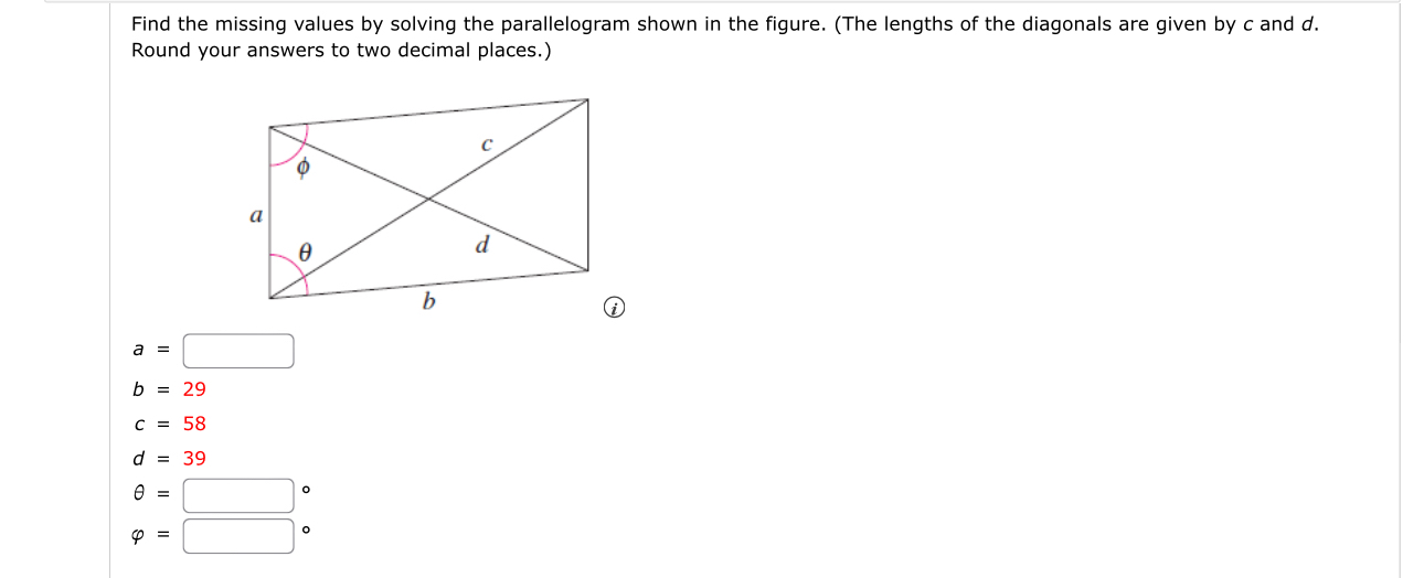 Solved Find the missing values by solving the parallelogram | Chegg.com