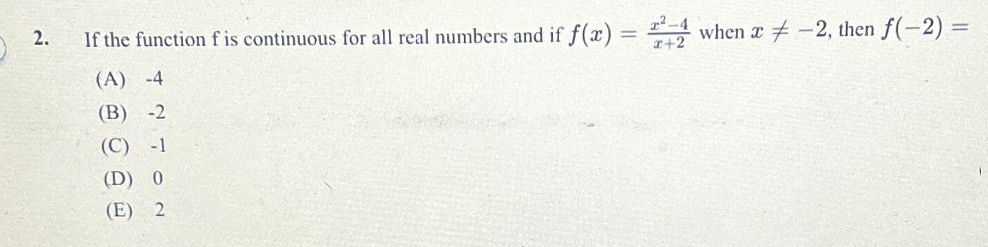 Solved If the function f ﻿is continuous for all real numbers | Chegg.com