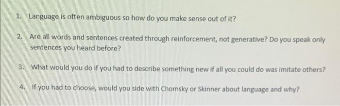 Solved 1. Language is often ambiguous so how do you make | Chegg.com