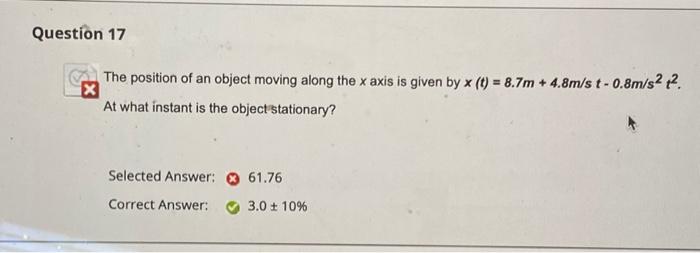 Solved The position of an object moving along the x axis is | Chegg.com