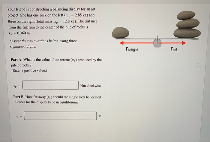 Solved Your friend is constructing a balancing display for | Chegg.com