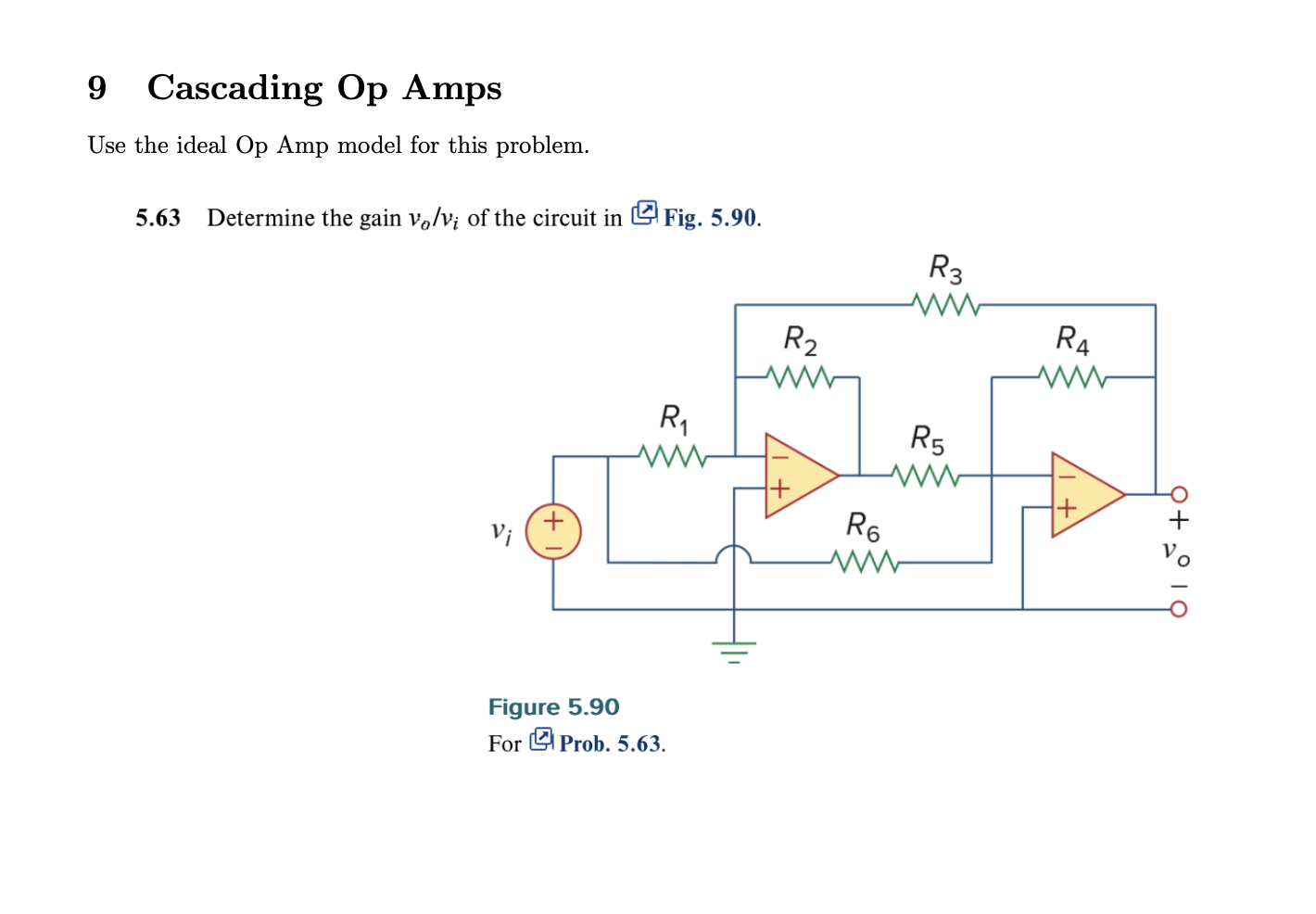 Solved 9 ﻿Cascading Op AmpsUse the ideal Op Amp model for | Chegg.com
