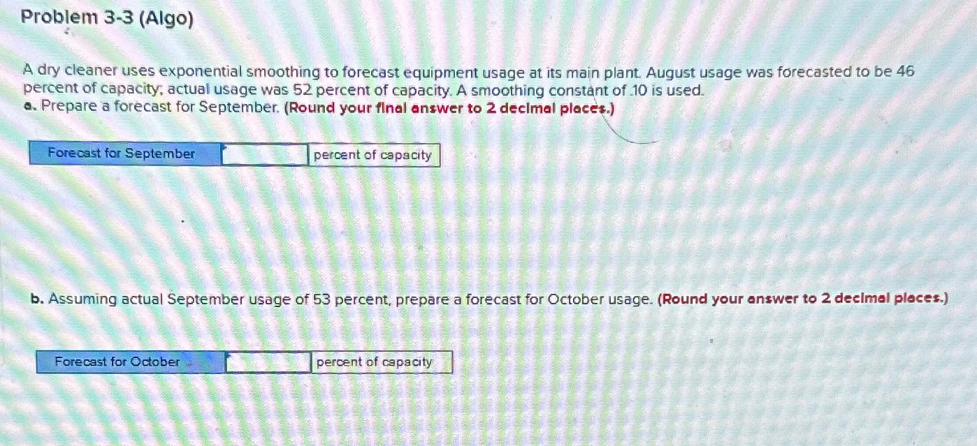 Solved Problem 3-3 (Algo)A dry cleaner uses exponential | Chegg.com