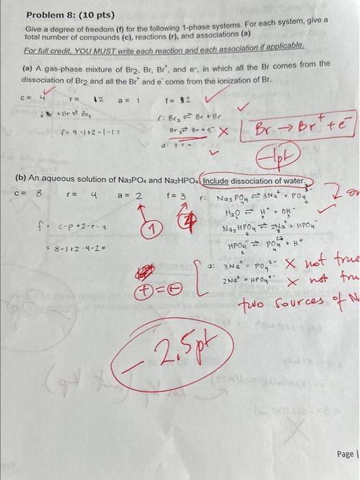 Solved Problem 8: (10 pts) Give a degree of freedom ( f for | Chegg.com