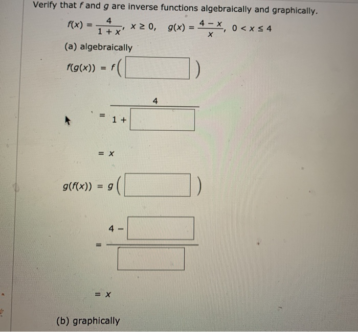 Solved Verify that fand g are inverse functions | Chegg.com