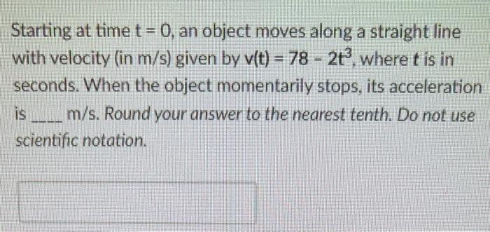 Solved Starting At Time T 0 An Object Moves Along A