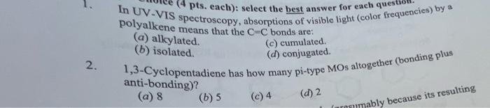 Solved In UV-VIS spectroscopy, absorptions of visible light | Chegg.com
