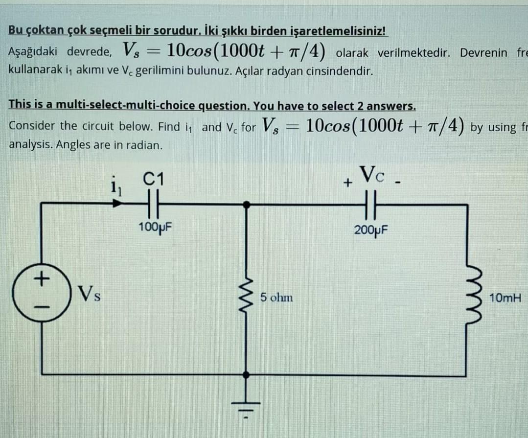 Solved i1=? Vc=? Consider the circuit below. Find i1 | Chegg.com
