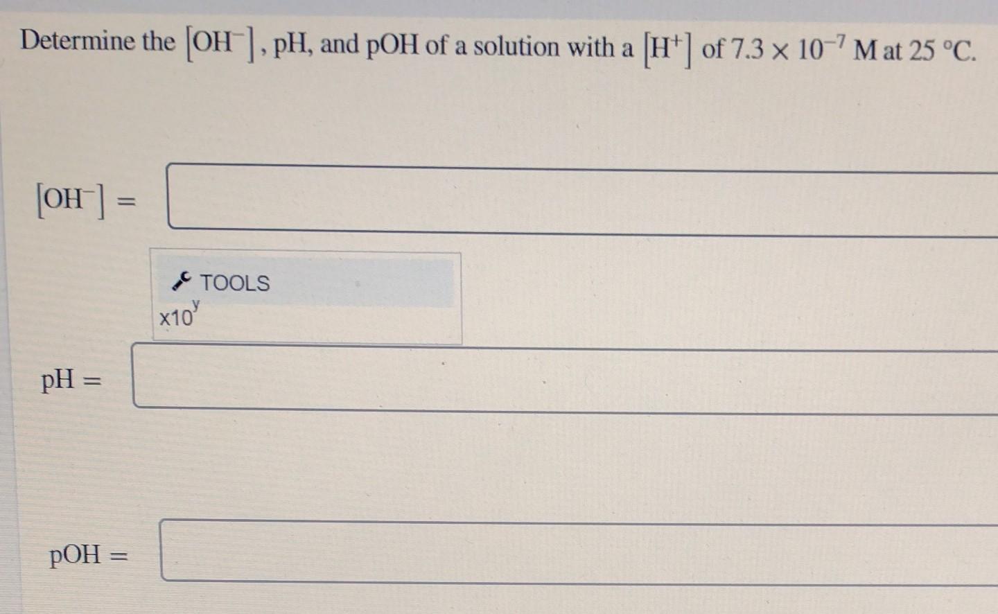 Solved Determine the [OH-], pH, and pOH of a solution with a | Chegg.com