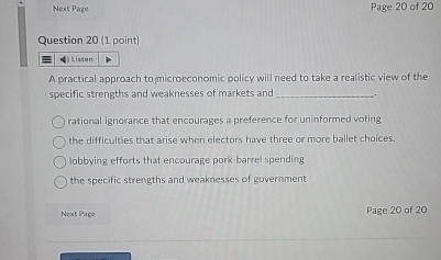 Solved Next PagePage 20 ﻿of 20Question 20 (1 ﻿point)ListenA | Chegg.com