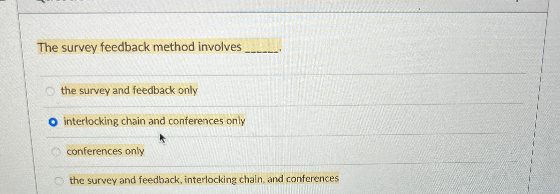 Solved The survey feedback method involves q, .the survey | Chegg.com