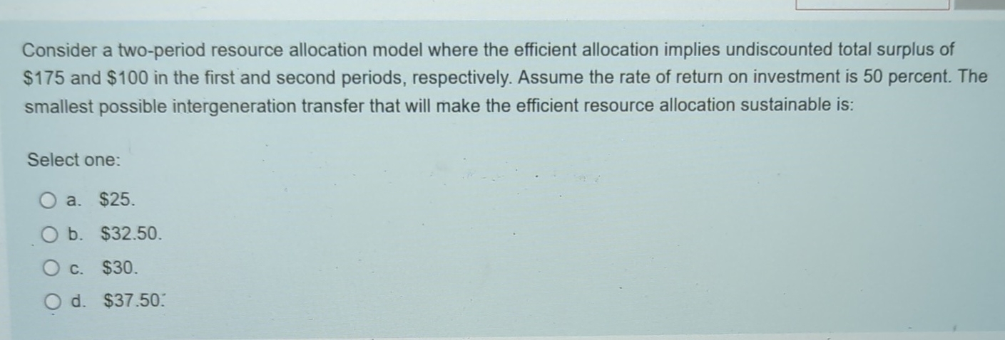 Solved Consider a two-period resource allocation model where | Chegg.com