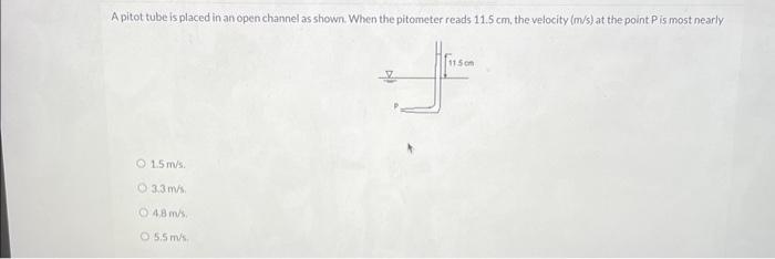 Solved A pitot tube is placed in an open channel as shown. | Chegg.com