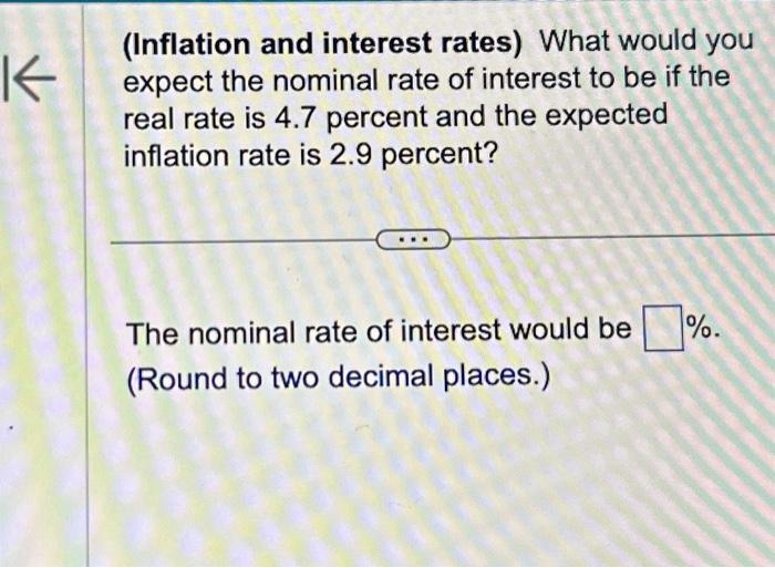 Solved (Inflation and interest rates) What would you expect | Chegg.com