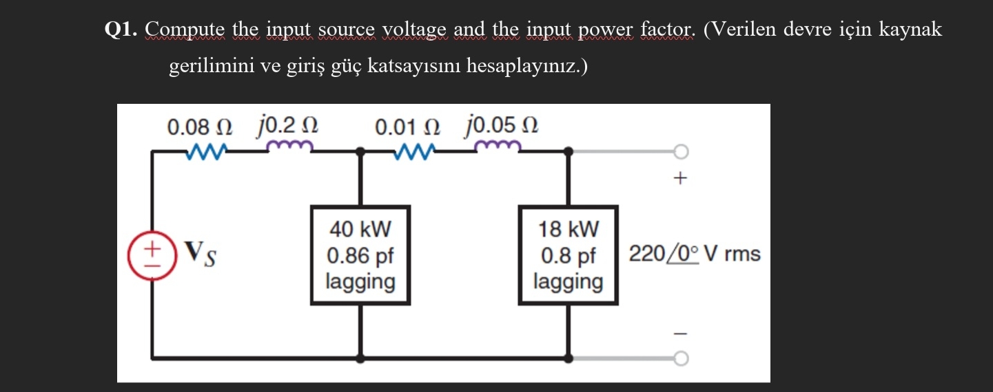 Solved Q1. ﻿Compute the input source voltage and the input | Chegg.com