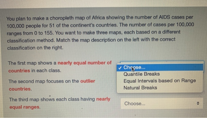 Solved You plan to make a choropleth map of Africa showing | Chegg.com