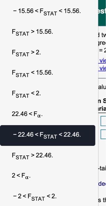 Solved - 15.56 15.56. i tv jre = 2 FSTAT > 2. vie vie FSTAT | Chegg.com