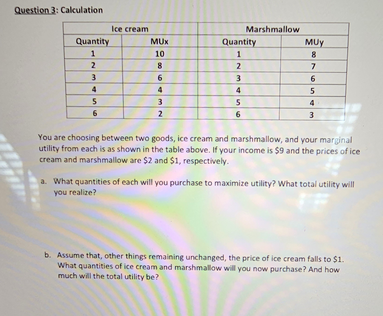 Solved Question 3: Calculation\table[[Ice | Chegg.com