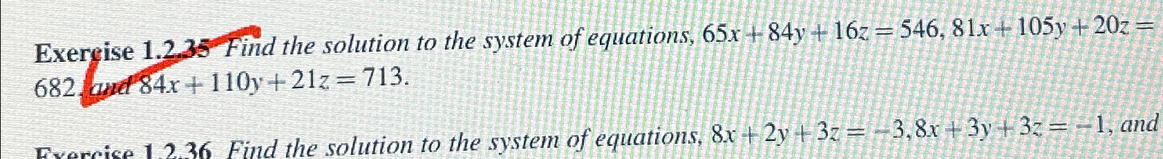 Solved Exergise 1.2.35 ﻿Find the solution to the system of | Chegg.com