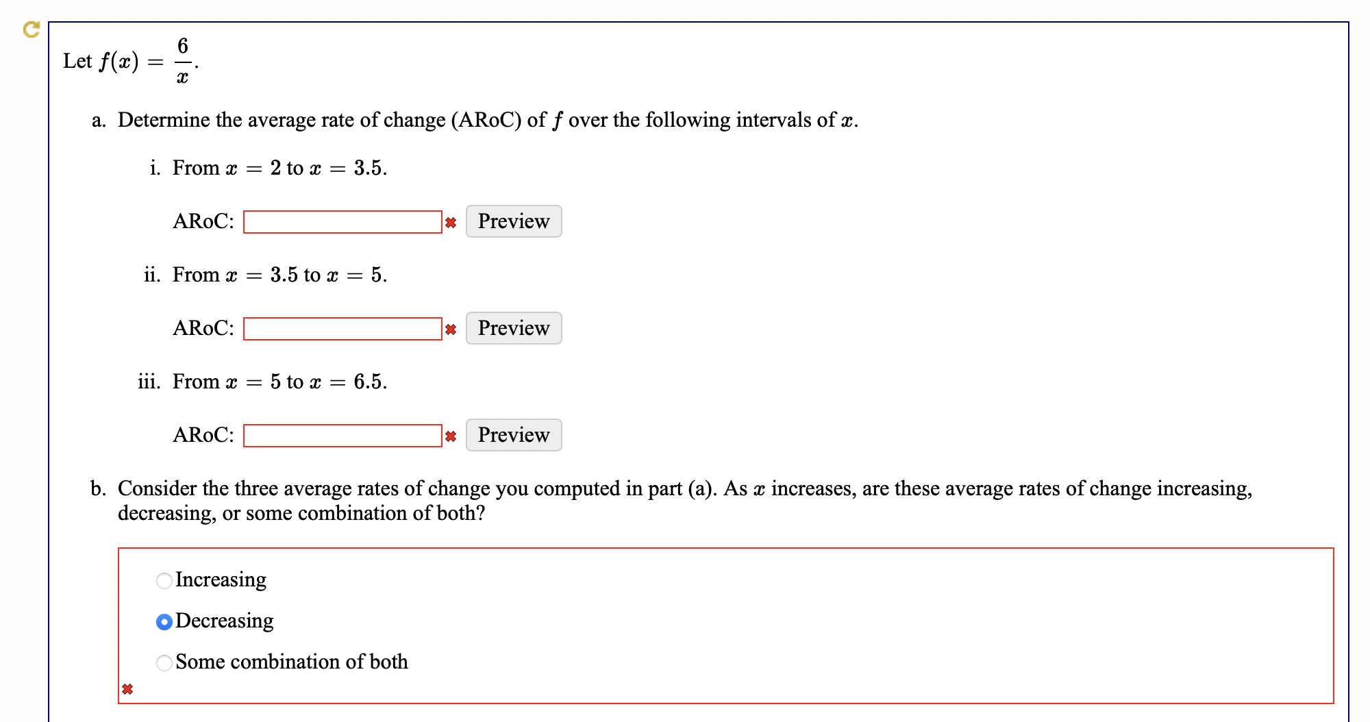 Solved Let f(x)=6x.a. ﻿Determine the average rate of change | Chegg.com
