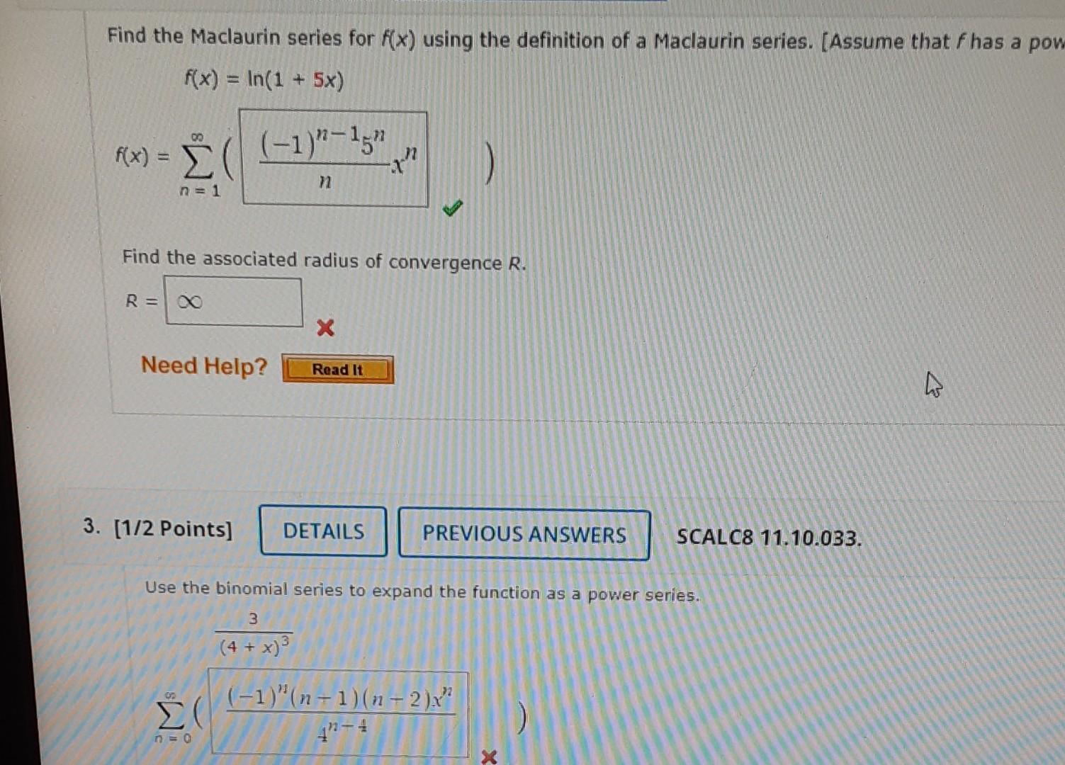 Solved Find the Maclaurin series for f(x) using the | Chegg.com