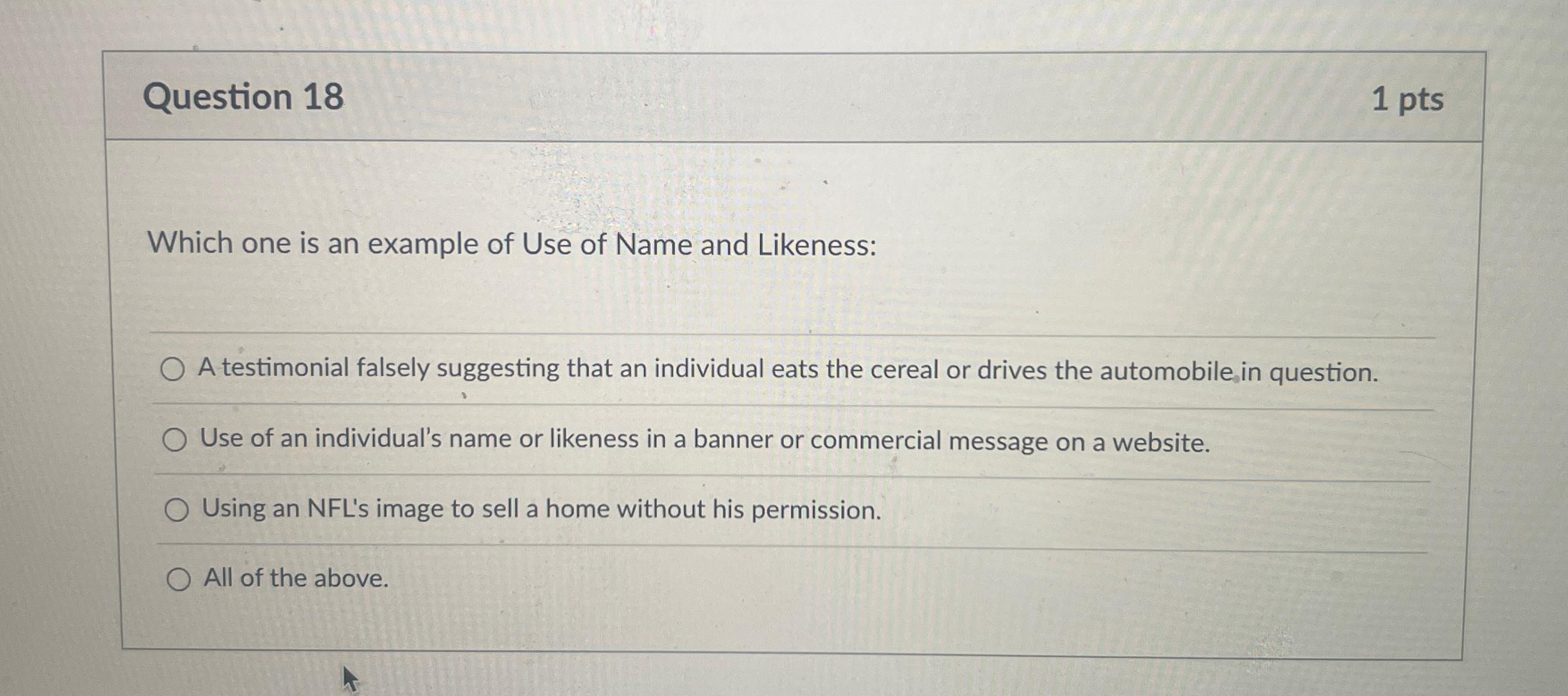 Solved Question 181ptsWhich one is an example of Use of Name | Chegg.com
