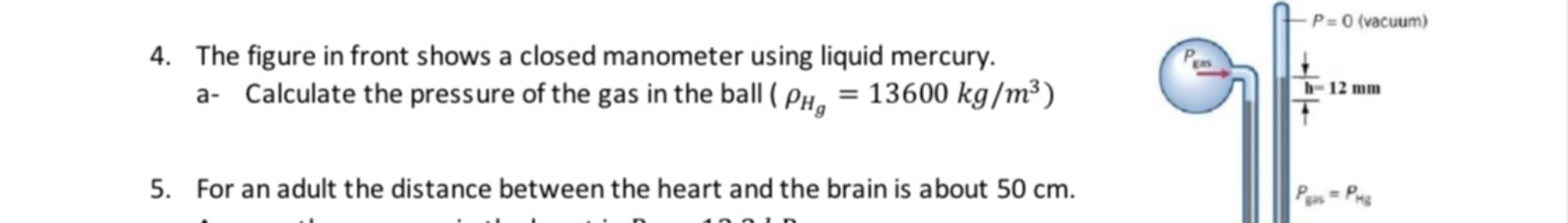 Solved The figure in front shows a closed manometer using | Chegg.com