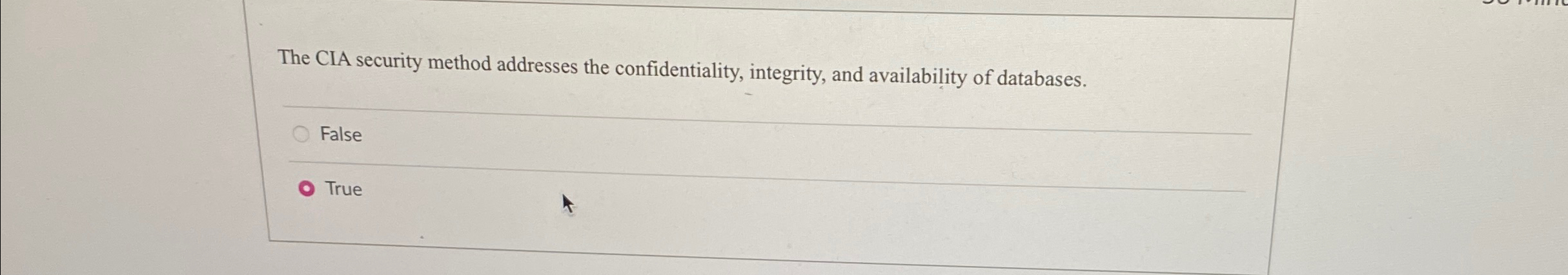 Solved The CIA security method addresses the | Chegg.com
