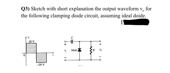 Solved Q3) Sketch with short explanation the output waveform | Chegg.com
