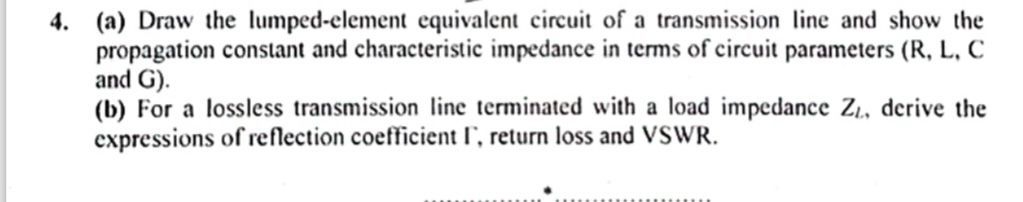 Solved (a) ﻿Draw the lumped-element equivalent circuit of a | Chegg.com