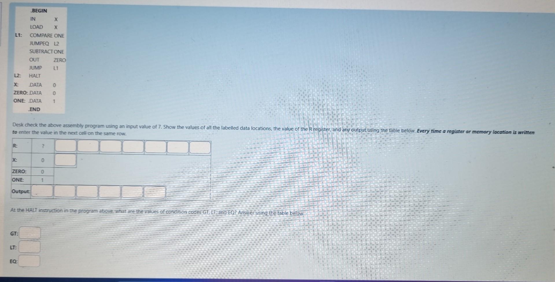 At the HALT instruction in the program above, what | Chegg.com