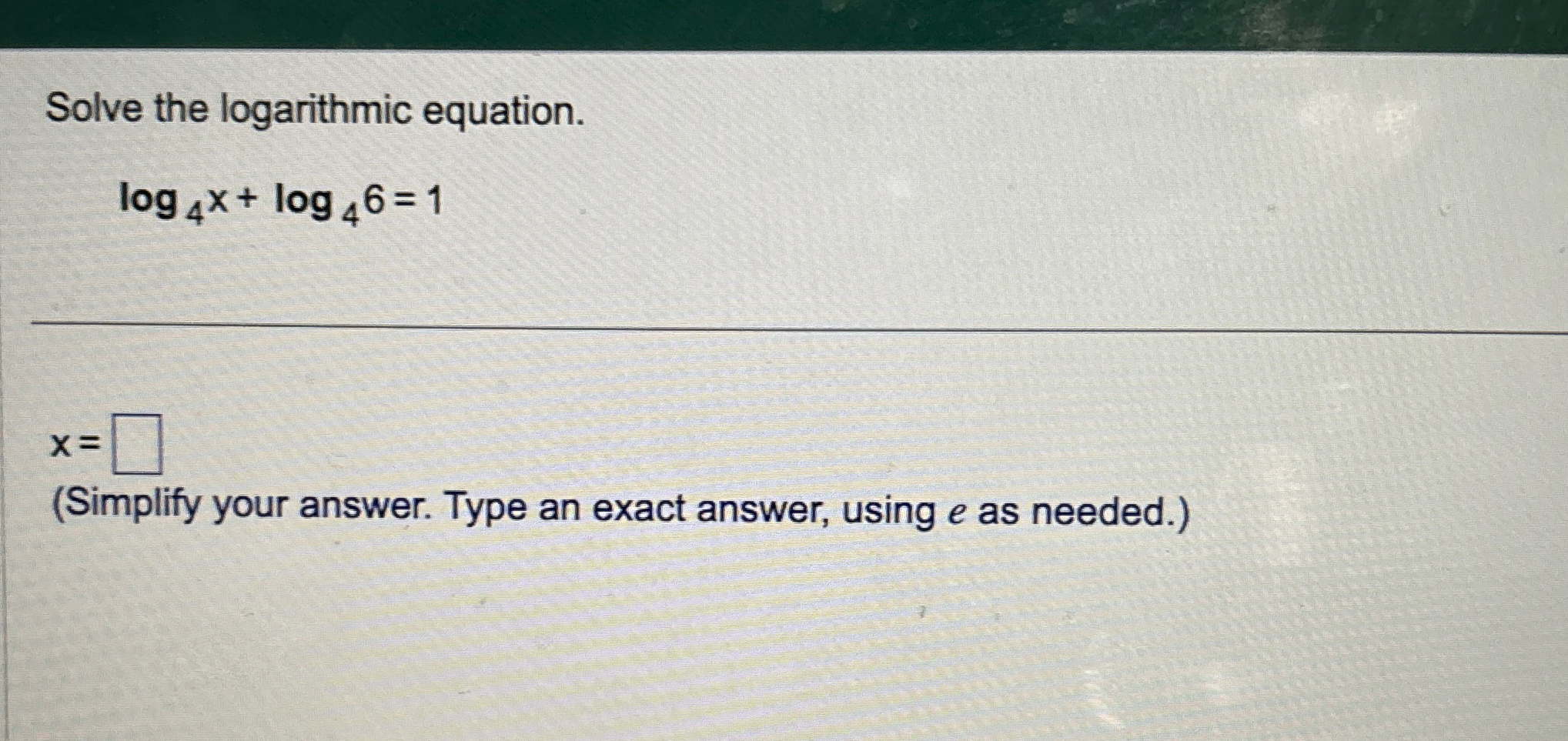 Solved Solve the logarithmic | Chegg.com