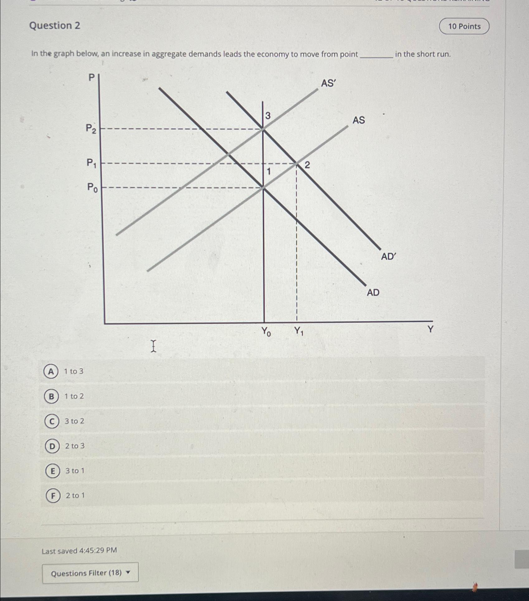 Solved Question 2In the graph below, an increase in | Chegg.com