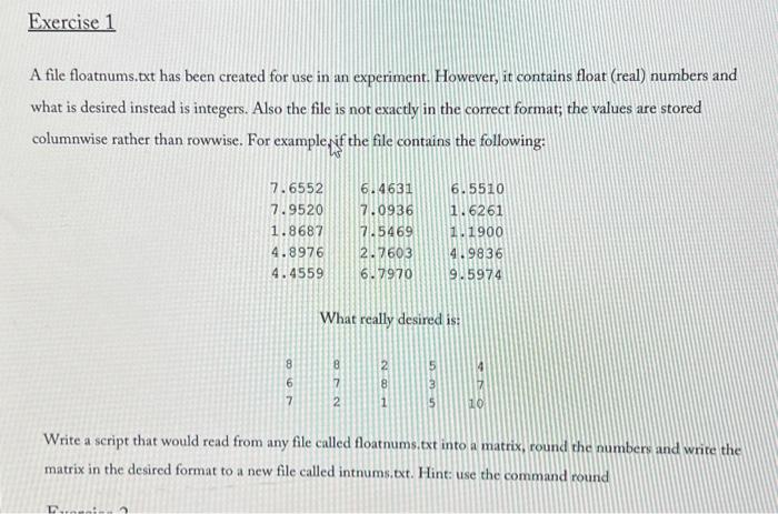 Solved A file floatnums.txt has been created for use in an | Chegg.com