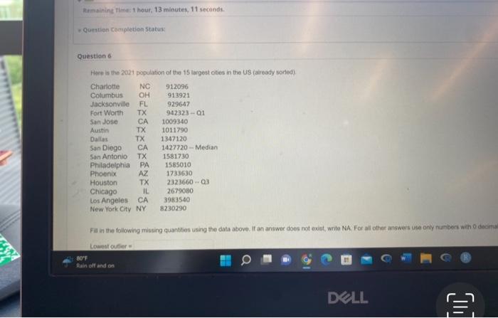 Solved Hero la the 2021 population of the 15 largest cities | Chegg.com