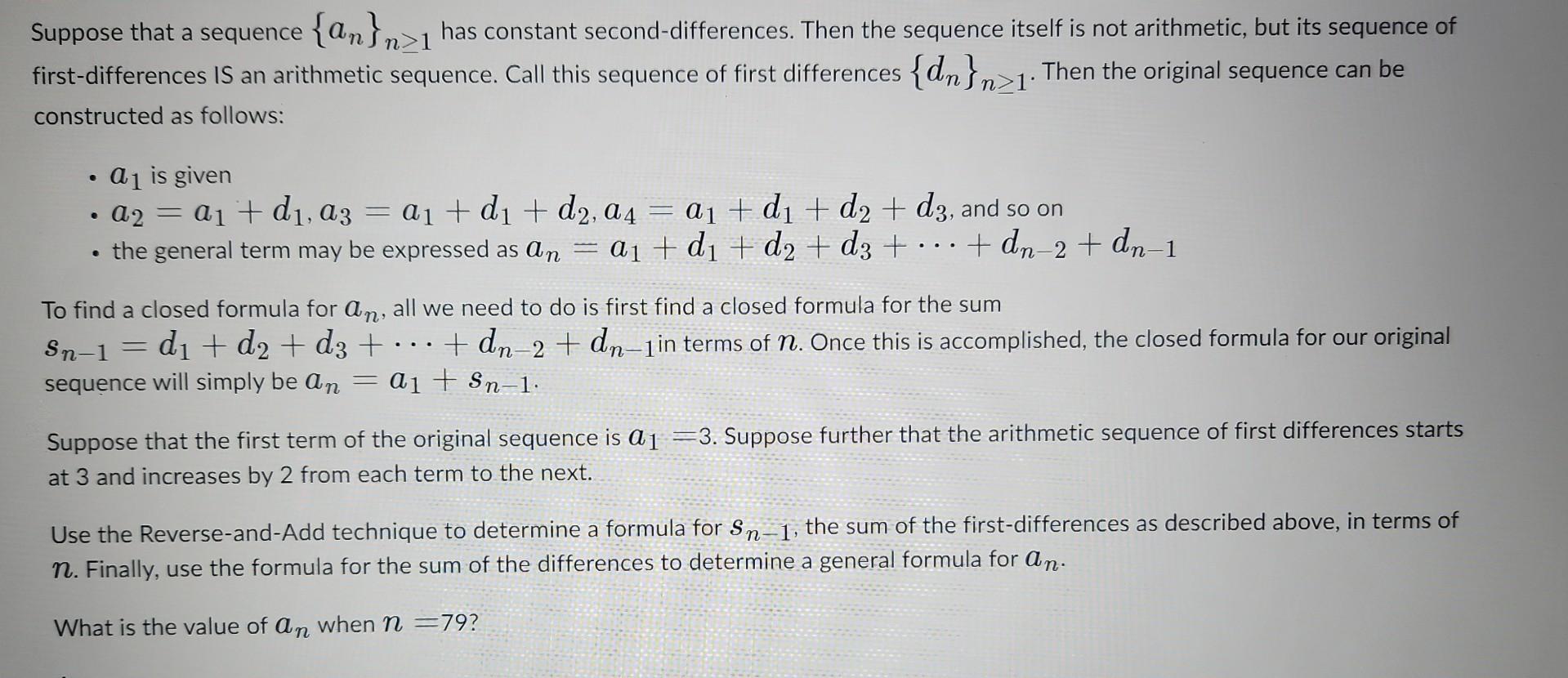 Solved Suppose that a sequence {an}n≥1 has constant | Chegg.com