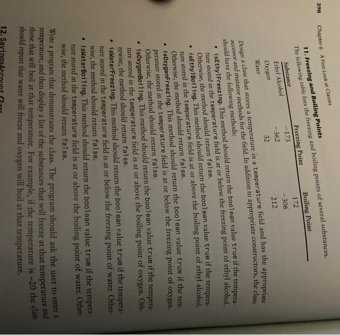 Solved 398 A First Look at Classes Chapter 6 11. Freezing | Chegg.com