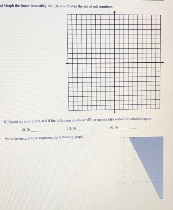 Solved a) Graph the linear inequality 4x-3y