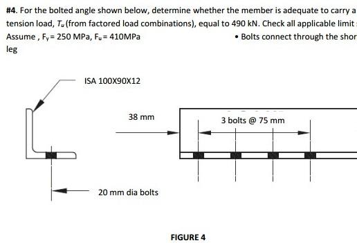 Solved #4. For the bolted angle shown below, determine | Chegg.com