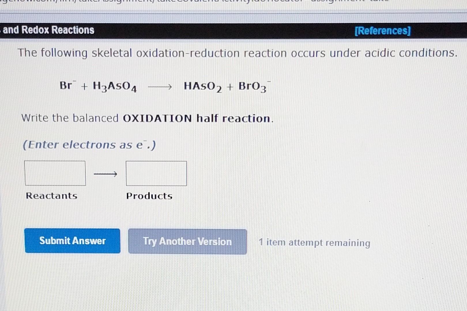 Solved The following skeletal oxidation-reduction reaction | Chegg.com