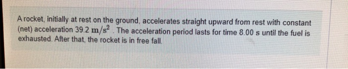 Solved A rocket, initially at rest on the ground, | Chegg.com