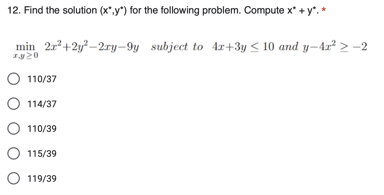 Solved Find the solution (x**,y**) ﻿for the following | Chegg.com