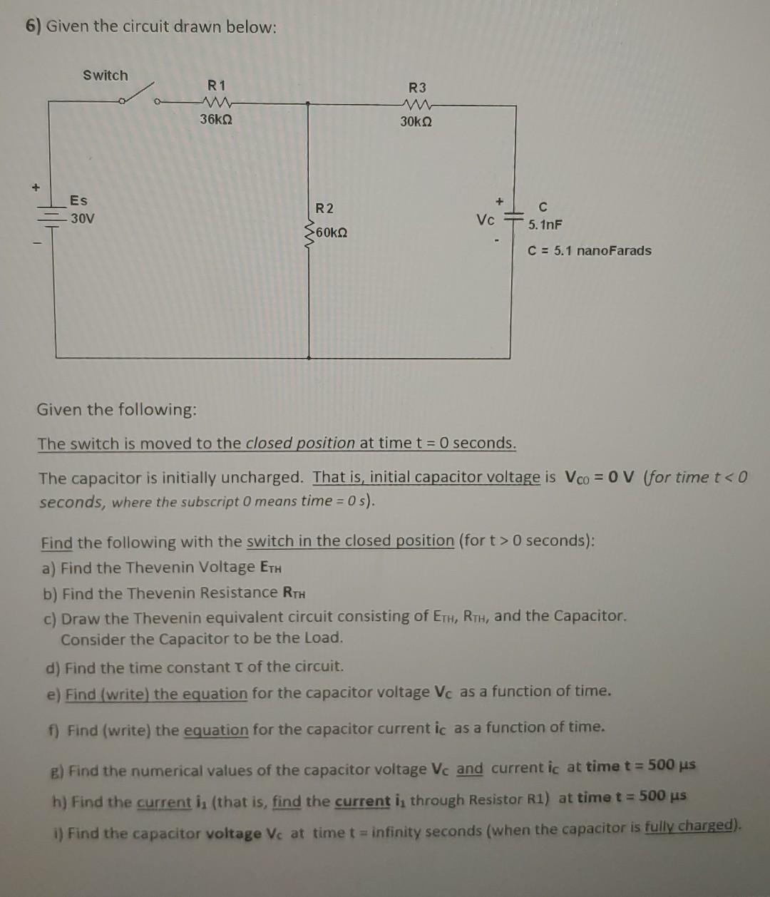 Solved 6) Given the circuit drawn | Chegg.com
