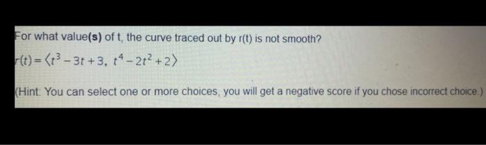 Solved For what value(s) of t, the curve traced out by r(t) | Chegg.com